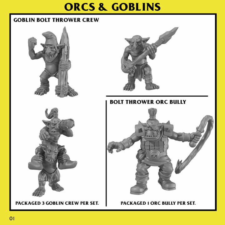 3D Printable ORCS & GOBLINS: Goblin Bolt Thrower Unit by Monstrous Encounters